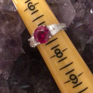 Diamonique | Jewelry | Dmq Simulated Ruby Platinum Clad Sterling Approx ...
